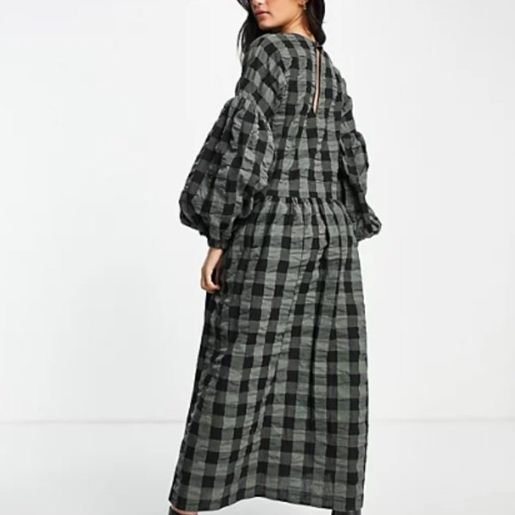 ASOS | Dresses | Asos Design Dropped Shoulder Super Oversized Smocked Midi Dress In Khaki ...